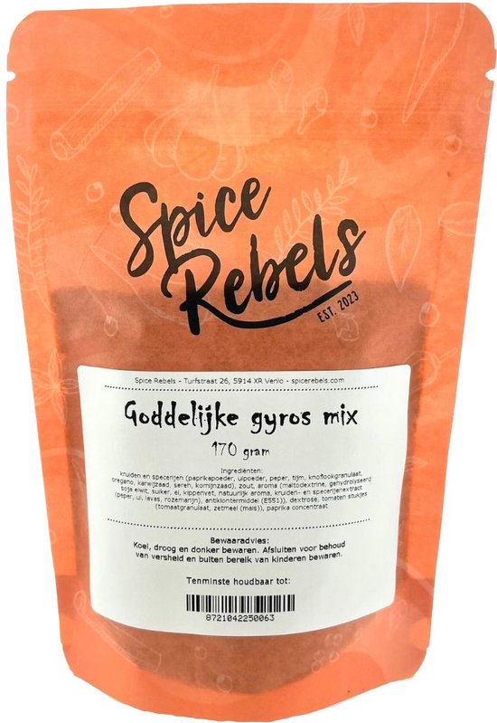 Spice Rebels - Goddelijke gyros mix - zak 170 gram - Griekse kruidenmix ...