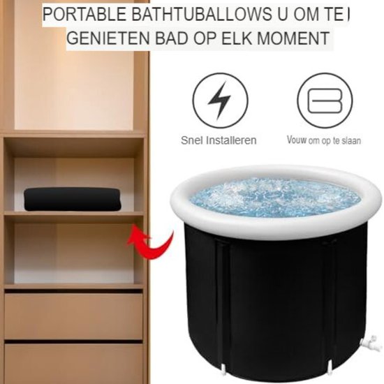 Ijsbad Opblaasbaar - Ice Bath - Dompelbad - Zwart - 80cm | bol
