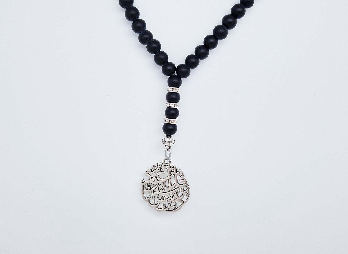 Natuurstenen Autohanger "Mat zwart onyx"- Met metalen hanger "Qul ...