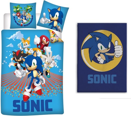 Sonic The Hedgehog - Dekbedovertrek 140x200cm + Fleece plaid 100x140cm ...