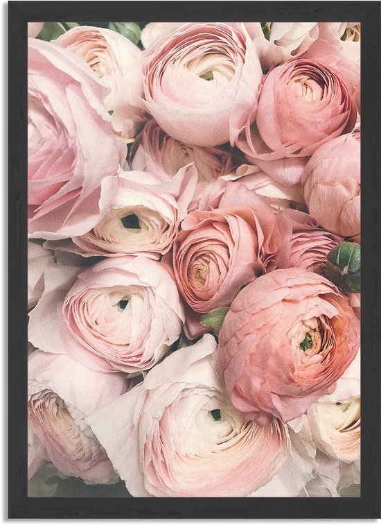Poster Roze Rozen Boeket Rechthoek Verticaal Met Lijst XL (50 X 70 CM ...