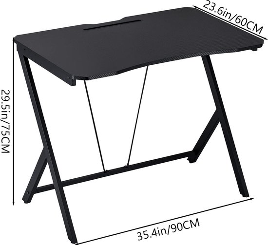 35 Inch 90 CM Breedte Gaming Bureau Koolstofvezel Oppervlak Gamer Tafel ...