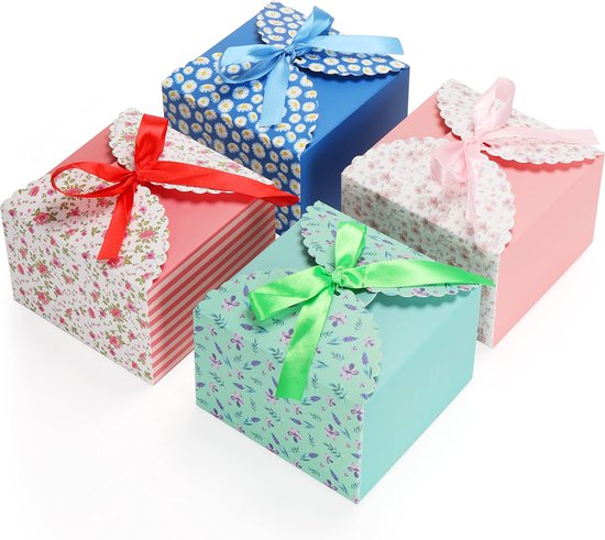 Belle Vous 20 Pak Papieren Vierkant Geschenk Doosjes met Lint – 15 x 15 ...