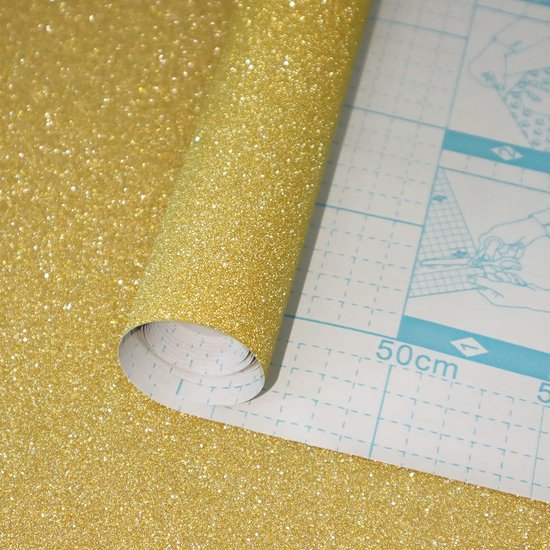 Zelfklevend behang, 44 x 300 cm, goud, glitter behang, meubelfolie ...