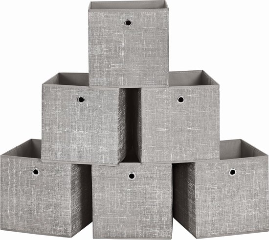 Opbergdozen, 6-delige set, opvouwbare stoffen dozen, vliesstof ...