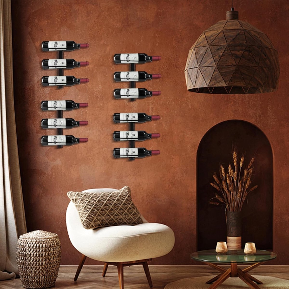 Muur wijnrek flessenrek - wijnrek hangend wandmontage wijnflessenrek | bol