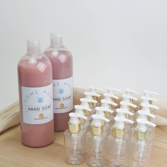 Zeep - Zeeppompje - Set van 20 + 2L handzeep - Gouden dop - Magnolia ...