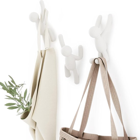 muurhaken en unieke wanddecoratie, Set van 3, Wit - Kan max 2.3 kg aan ...