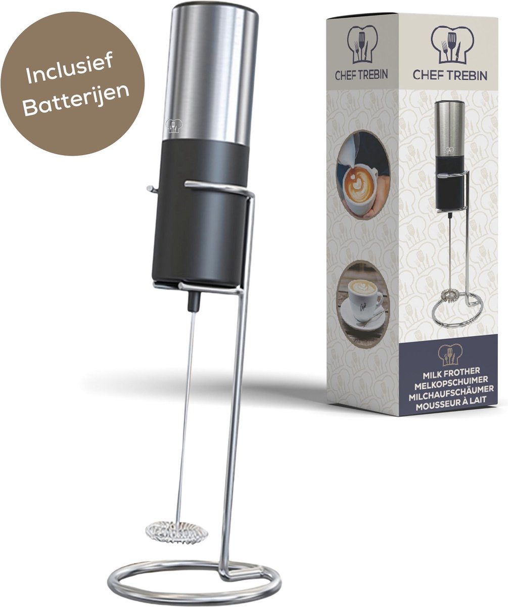 Chef Trebin Melkopschuimer Electrisch - Melkschuimer - Handmatig - RVS - met Standaard... | bol