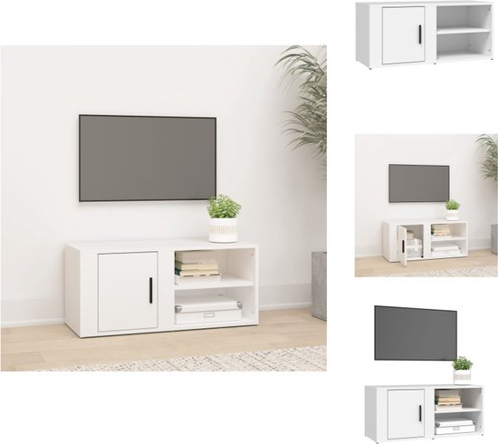 vidaXL TV-kast - Mediakast van bewerkt hout - 80 x 31.5 x 36 cm - Wit ...