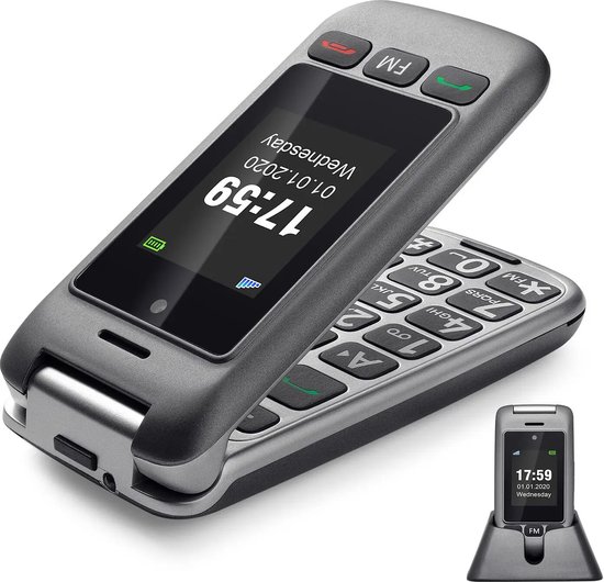 Ondersteund 4G - Simkaart Meegeleverd - Senioren Klaptelefoon + Dubbele ...