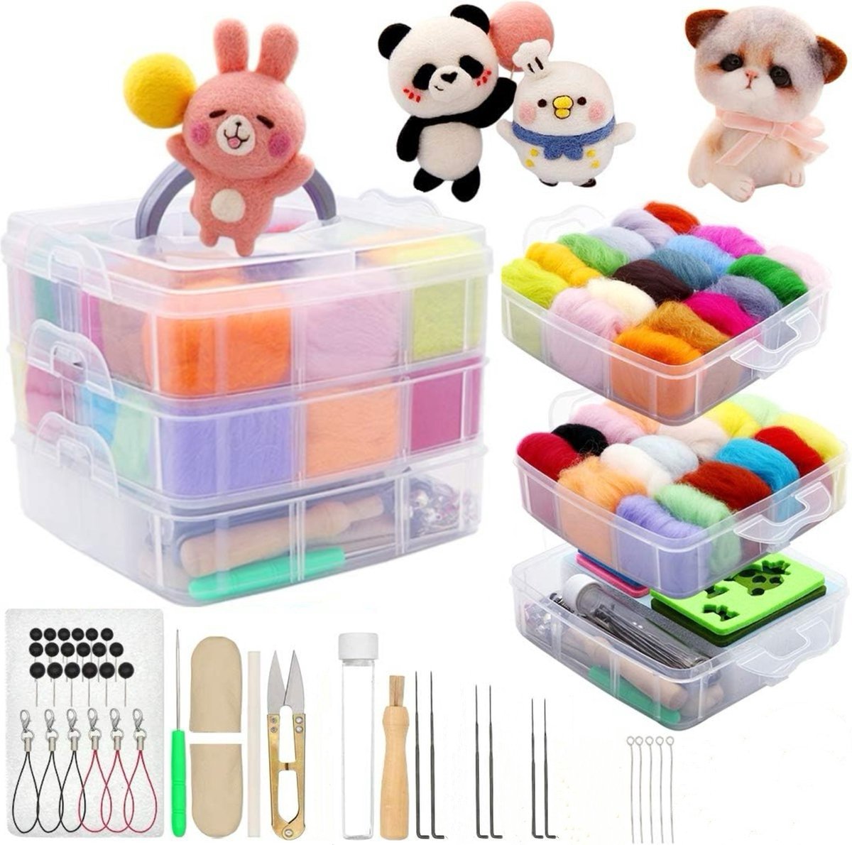 BOTC Naaldvilten - 90-Delig Starterset - 40 kleuren wol - Incl. Tools - Needle felting... | bol.