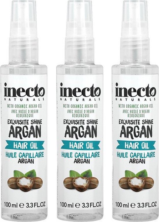 Inecto Naturals - Argan Hair Oil -Organische Arganolie - 3 x 100 ml | bol