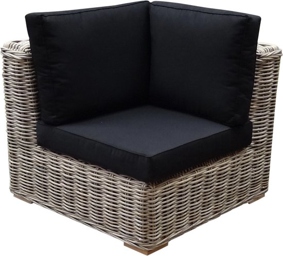 Nissah modulair hoekelement naturel rotan - olefin black - urecel foam ...