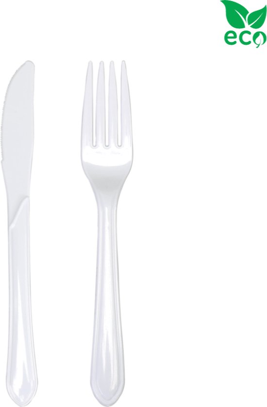 ECO Plastic Vorkjes + Messen - Plastic bestek - Stevig en Herbruikbaar ...