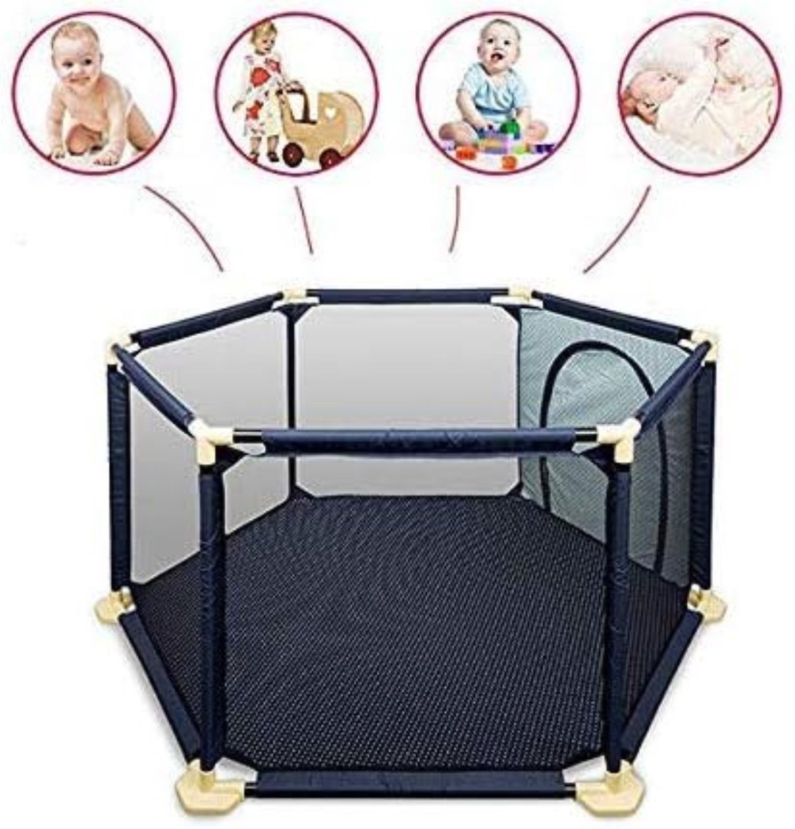 Babybox-Baby Loopbox-Eenvoudige Montage en Demontage | Blauw | 130 x ...