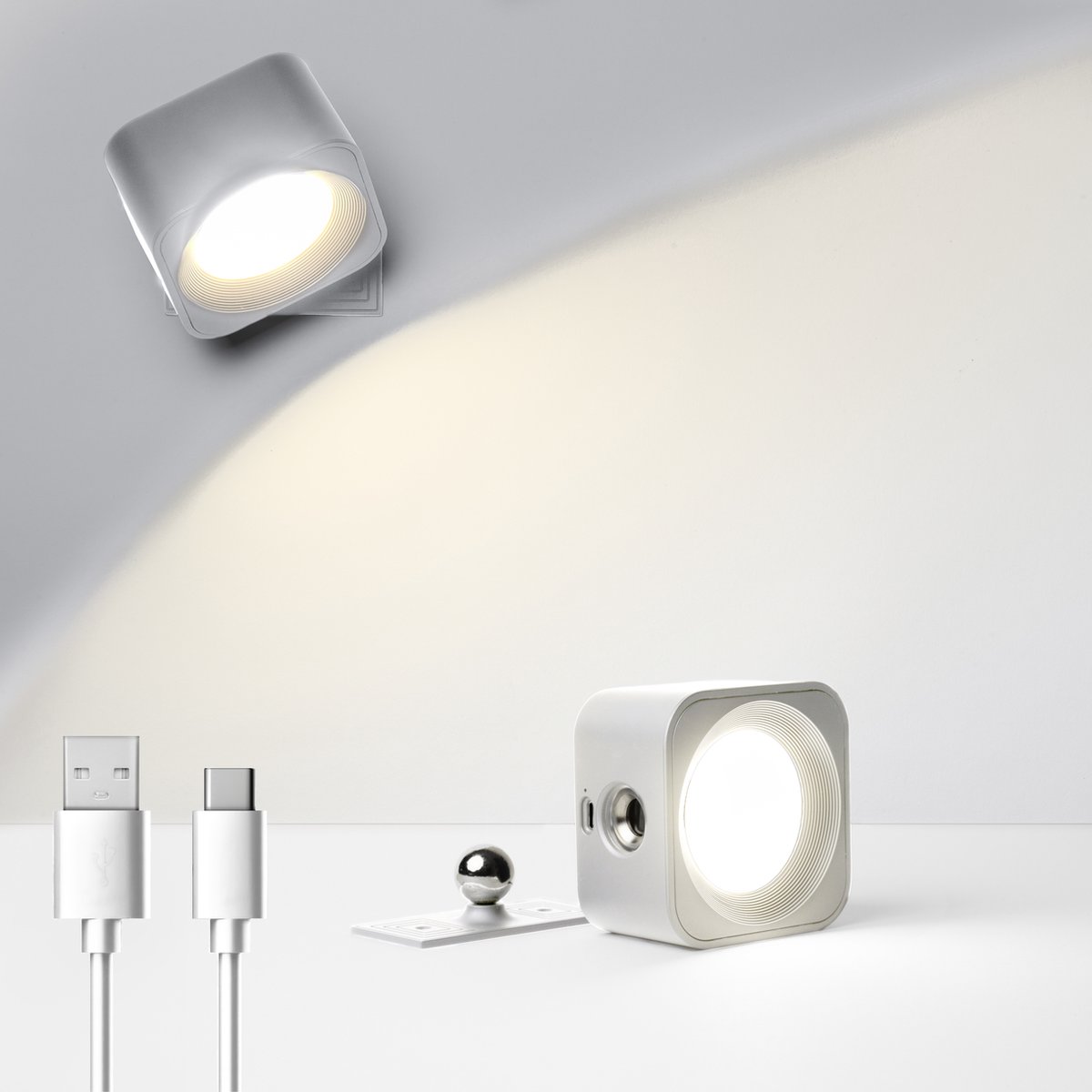 Luxor Home - Vierkante LED Wandlamp - Oplaadbare Wandlamp voor binnen ...