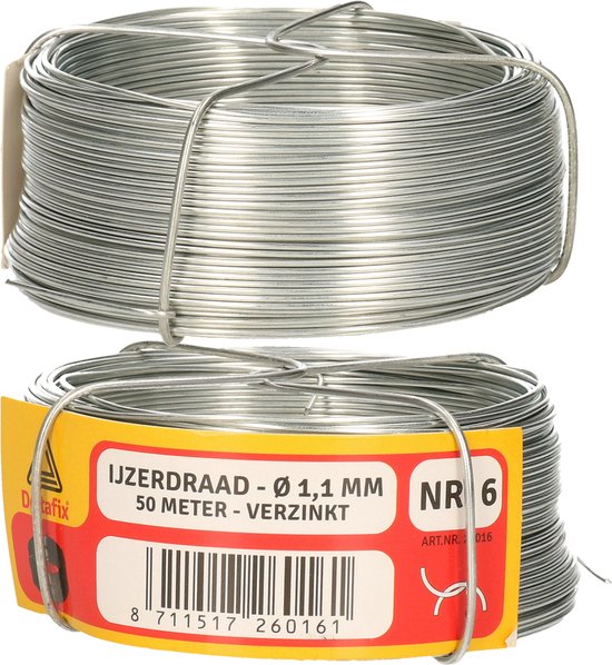 Deltafix IJzerdraad - 2x rol - 1,1 mm x 50 m - verzinkt staal ...