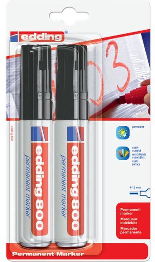 Viltstift edding 800 schuin zwart 4-12mm blister à 2st - 6 stuks | bol.com