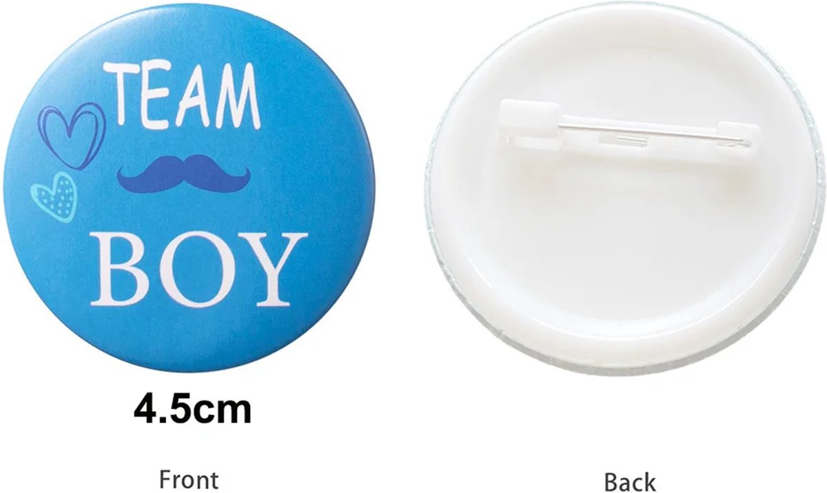 12 buttons Team Boy en Team Girl 4,5 cm - geboorte - babyshower ...