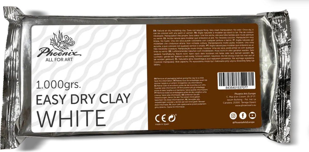 Phoenix Sculpture - Klei - Easy dry - Wit - 1kg - zelfdrogend | bol.com