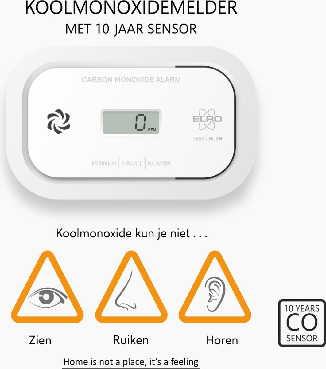 ELRO FC5003 Koolmonoxidemelder met 10-jarige sensor en display - CO ...
