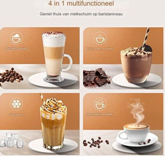Opschuimer voor Melk - Melkopschuimer Electrisch voor koffie, 4 in 1 ...