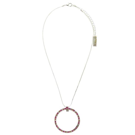 Behave Ketting met ronde hanger en multi-color stenen | bol
