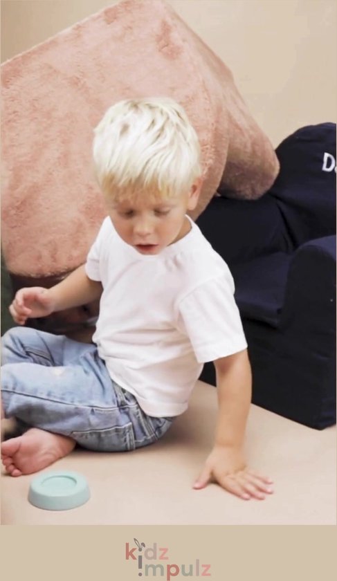 Kinderfauteuil met naam - Teddy stof - Mint blauw | bol