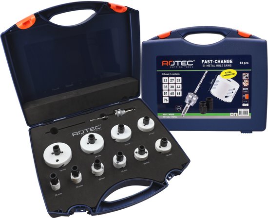 Rotec 13-dlg. Gatzagenset '533 - Electricien' met Fast-Change adapters (ø22, 27, 32,... | bol