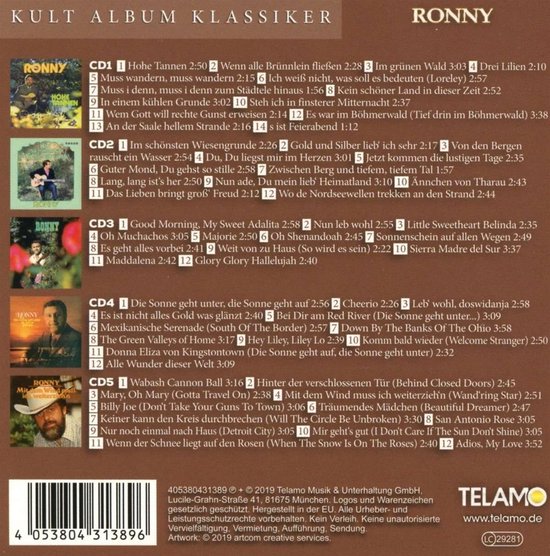 Ronny - Kult Album Klassiker (5 CD) (5in1), Ronny | Muziek | bol