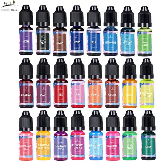 Efficiënt Huis - 24 kleuren vloeibare kleurstof voor kaarsen | bol.