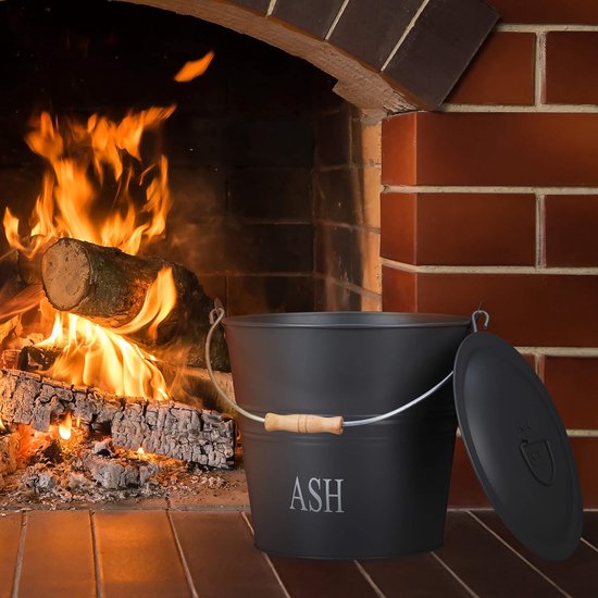 Asemmer met deksel, 12 liter, kolen en as, ronde asbak met draaggreep ...