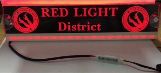 LED bord 30x6cm RGB Red Light District, naar 7 kleuren verstelbaar ...