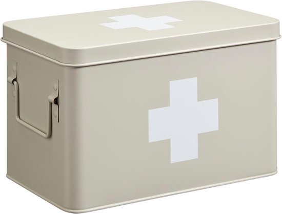 Luxe medicijnbox - beige - metaal - bewaarbox medicijnen - 31 x 19 x 20 ...