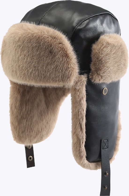 Originele Edmondo Sky Lederen Pilotenmuts - Russische Muts - Unisex ...