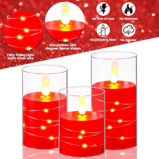 Vlamloze kaarsen, LED kaarsen, rode fee lamp kaars | bol