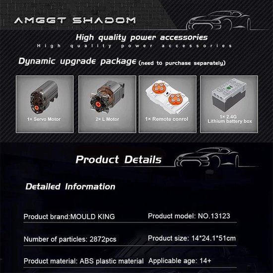 Mould king 13123-motorset voor - AMG GTR- motoren + afstandsbediening ...