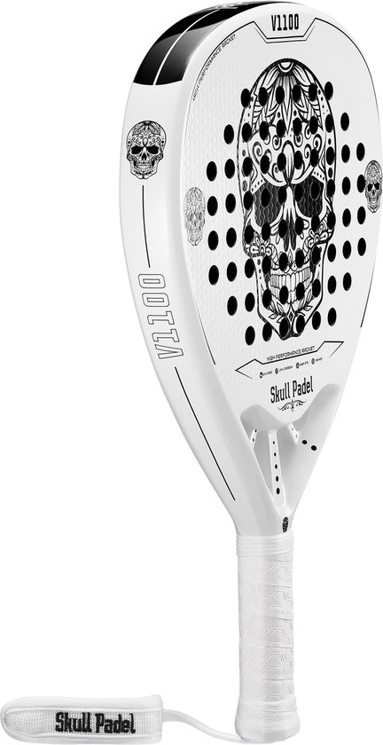 Skull Padel V1100 White Skull - Padel Racket - Wit Zwart - Diamant ...