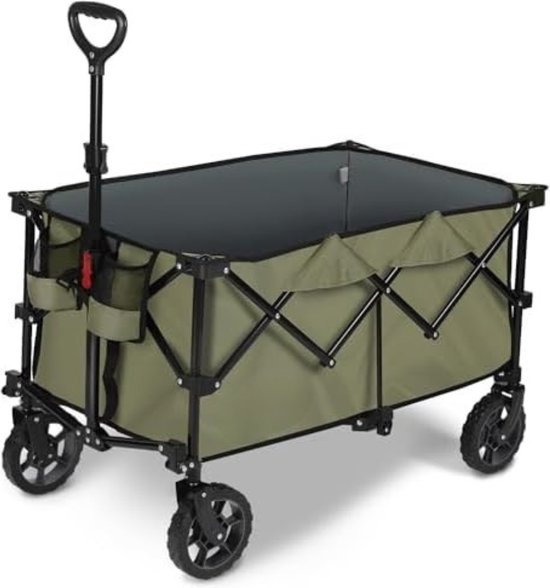 Bolderkar Opvouwbaar Luchtbanden - Bolderkar Met Duwstang - Olijfgroen | bol