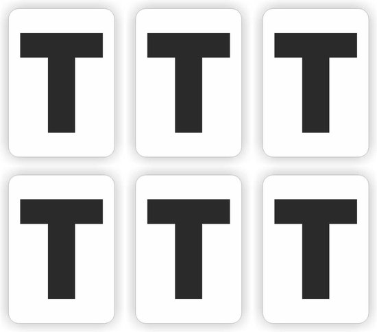 Plakletter T, set 6 stickers | bol