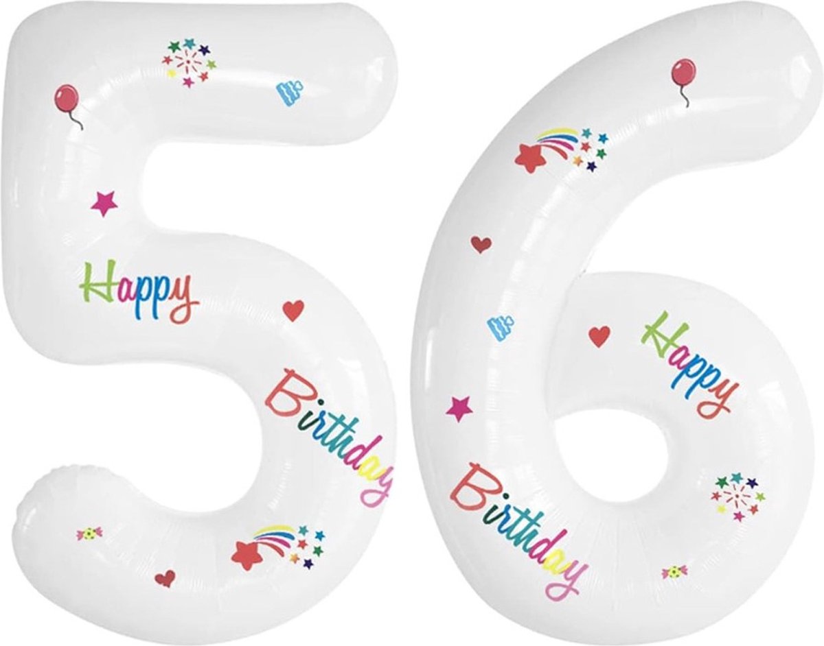 Folie Ballonnen Cijfers 56 Jaar Happy Birthday Verjaardag Versiering ...