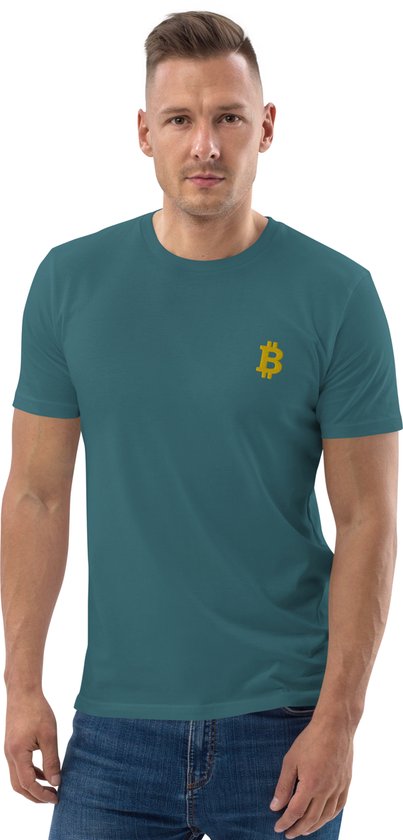 Bitcoin T-shirt Met Goudkleurig Geborduurd Bitcoin Symbool - Unisex ...