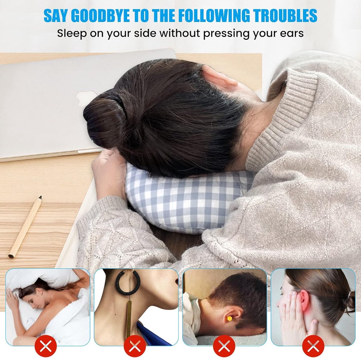 Oorpiercing kussen voor zijslapers-Kussen met oorgat-Ringkussen - Ergonomisch kussen -... | bol