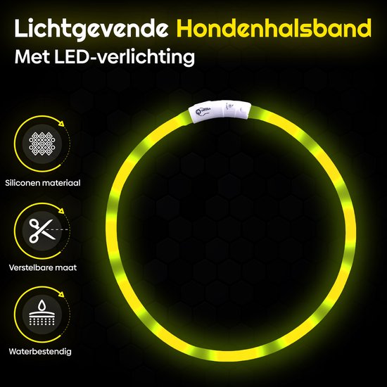 Led Halsband Hond - Geel Led Hondenhalsband - 70cm - XL - USB ...