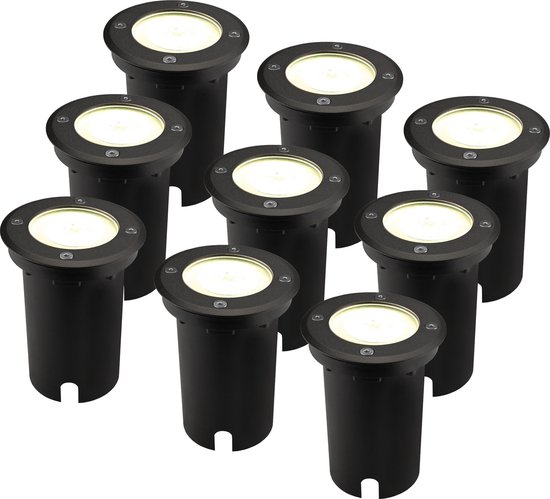 Ledvion Set van 9 Inbouwspots Zwart, Ronde LED Inbouwspot, RVS, IP67, 5 ...