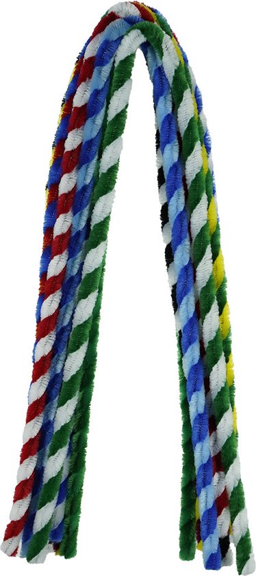 Chenilledraad - 10x - gekleurde strepen - 9 mm x 50 cm - hobby/knutsel ...