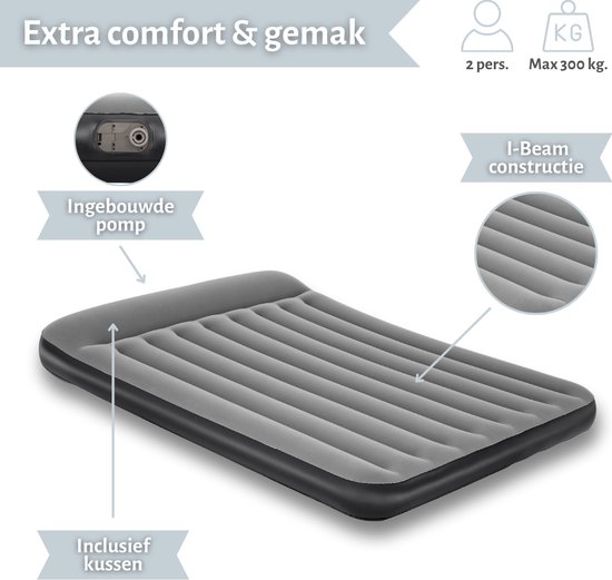 Bestway luchtbed - 2-Persoons - 152x203x30 cm (BxLxH) - Grijs - Met ...
