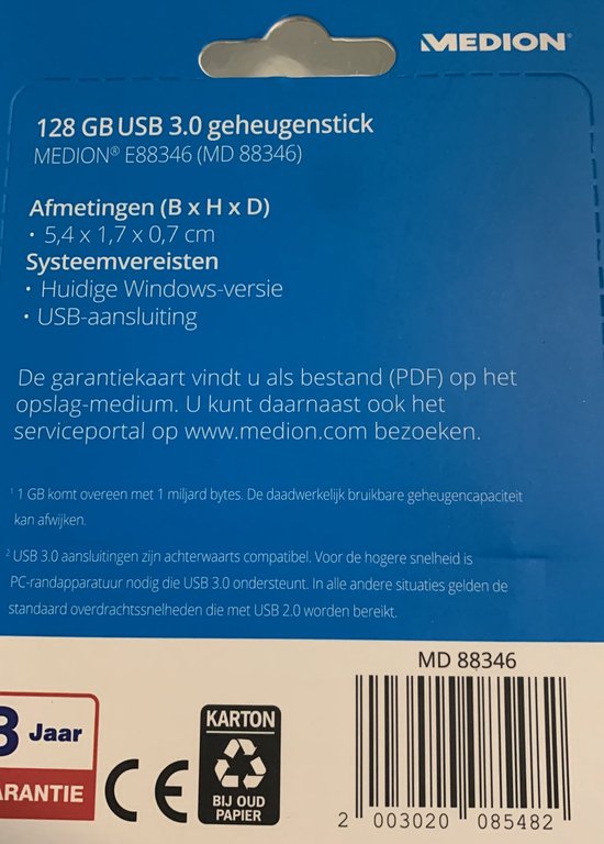 Medion USB 128GB - USB 3.0 geheugenstick - USB-stick -Zwart | bol.com