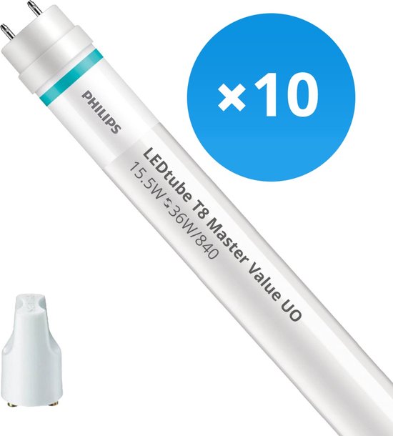 Voordeelpak 10x Philips LED Buis T8 MASTER Value (EM/Mains) Ultra Output 15.5W 2500lm... | bol